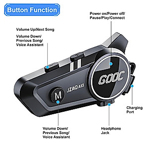 JZAQ Motorcycle Helmet Bluetooth Headset Motorcycle Helmet Speakers Intercom 2 Riders Noise Cancellation Speakers Communication Systems Motorcycle Riding/ski/Cycling/Sports