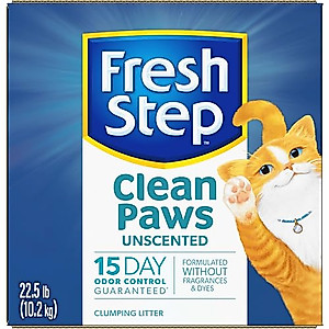 Fresh Step Clean Paws Low Tracking Litter Simply Unscented, Clumping Litter With Activated Charcoal Technology, 22.5 lb. Box