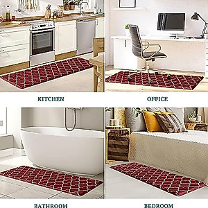 RAYPUR 0.47 InchThick Anti Fatigue Mat ， Heavy Duty PVC Waterproof Non-Slip Memory Foam Kitchen Mat ， for Kitchen, Office, Sink,Red-17.3×47""