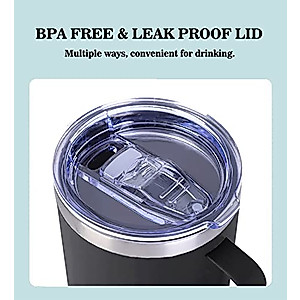 Merfefe 40oz Insulated Coffee Tumbler with Handle.40 oz Tumbler with Handle and Lid and Straw.Keep Drinks Cold Hot.Easy to Hold,Sweat Proof,Leak Proof,Dishwasher Safe.