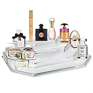 byAlegory (Set of 2) Acrylic Mini Perfume & Mini Scented Oils Organizer & Vanity Display 4 Tiers For Storing Mini, Travel Size, Rollerball Beauty Perfume Bottles - Clear