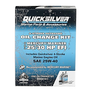 Quicksilver 25W-40 Oil Change Kit for 4-Stroke 25hp and 30hp Mercury EFI outboards