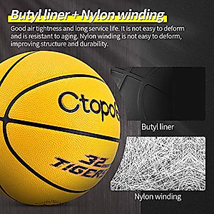 CtopoGo Basketball 29.5" PU Leather Street Basketballs Streetball for Indoor Outdoor Games, Official Size 7 Basketballs Training/Match Basketball (Yellow)
