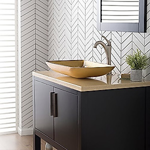 Kraus GVR-210-RE Golden Pearl Rectangular Glass Vessel Bathroom Sink