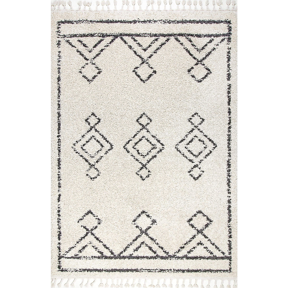 nuLOOM Mackie Moroccan Tasseled Shag Area Rug, 4' x 6', Off-white