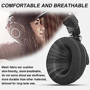 Upgraded Replacement Earpads Cushions for HyperX Cloud/Alpha, Turtle Beach Stealth 400/600, Audio Technica M50X/M40X & More - Ear Pads with Breathable Mesh Fabric/Added Thickness/Memory Foam