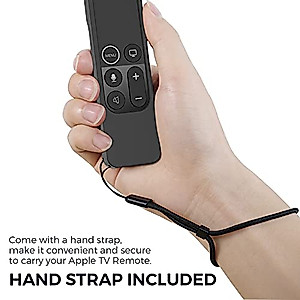 AhaStyle Protective Case for Apple TV Remote with AirTag Holder, Anti Slip Silicone Cover Compatible with 2017 Apple TV 4K [1st Generation] and 2016 Apple TV HD (Black)