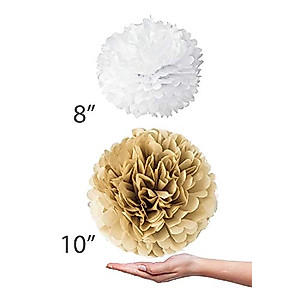 Vidal Crafts 20 Pcs Tissue Paper Pom Poms Kit (14", 10", 8", 6" Tissue Paper Flowers) for Wedding, Birthday, Engagement Party Décor, Gender Neutral Baby Shower, Boy or Girl Nursery Decoration