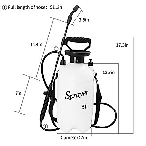 GARTOL 1.35 Gallon Garden Sprayer, Pump Pressure Sprayer in Lawn & Garden with Pressure Relief Valve, Adjustable Shoulder Strap, Translucent, for Plants and Cleaning