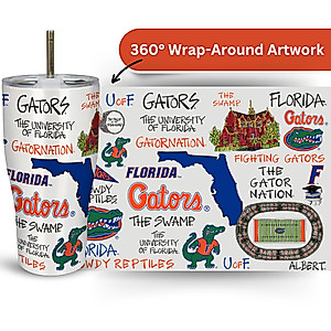 University of Florida 30oz Stainless Steel 3D Icon Travel Mug – High Performance Double-Walled Thermos w/Convertible Lid & Straw – Insulated Decorative NCAA Beverage Tumbler – For Hot or Cold Drinks