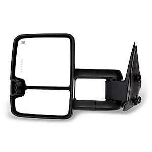 QUALINSIST Tow Mirrors Fit for 1999-2002 for Chevy Silverado for GMC Sierra 1500/2500 Towing Mirrors with Power Adjusted Heated LED Turn Signal Width Light Black Housing 2PCS LH and RH Side