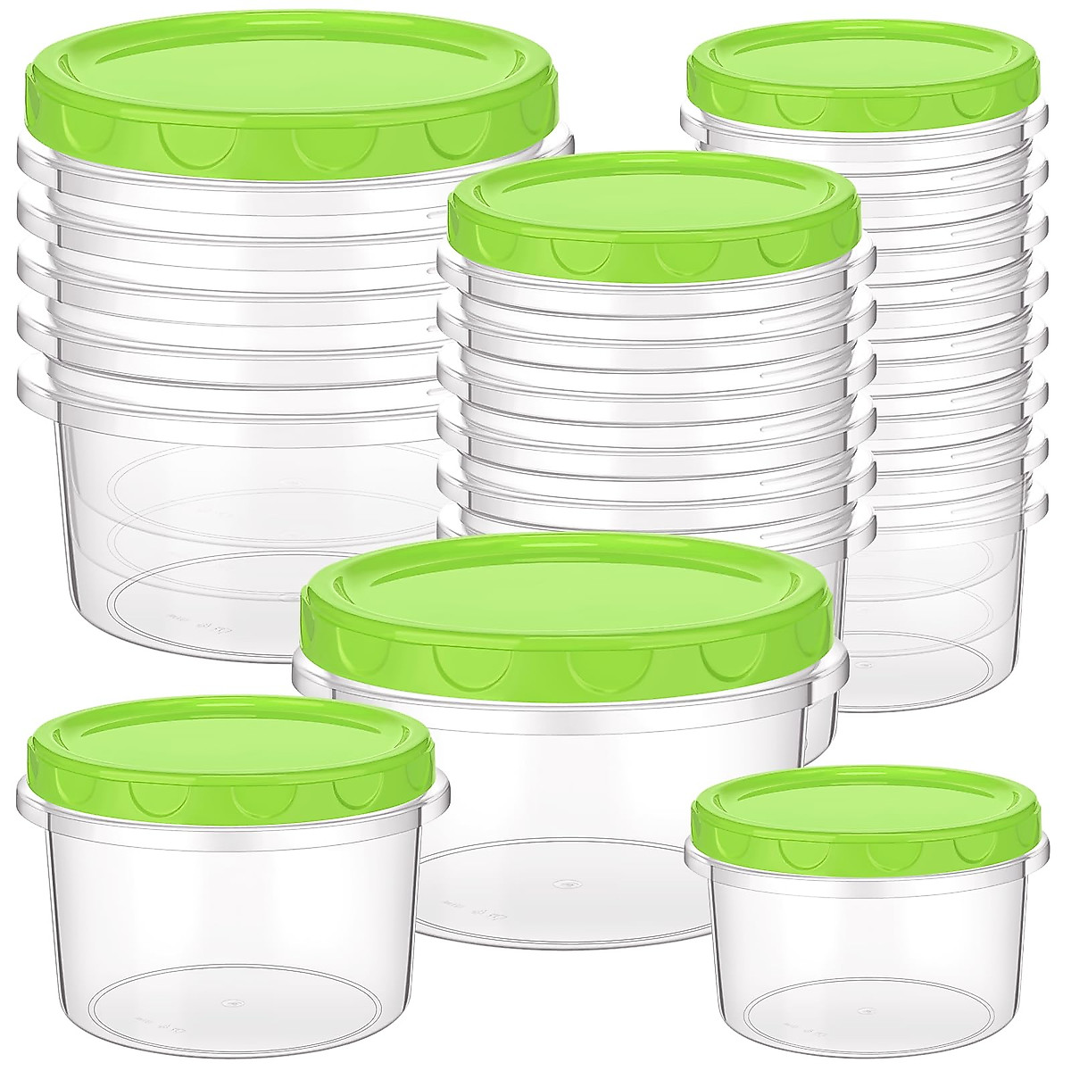 Maxcheck 18 Pcs 34/17/8.5 oz Meal Container Twist Cap Food Storage Containers Sturdy Plastic Snack Containers Reusable Round Freezer Containers for Food(Green)