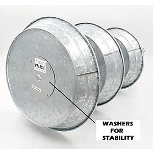 FRANK PRESSIE 3 Tiered Serving Stand Farmhouse Decor Galvanized Metal 3-Tiered Tray for Party Rustic Three Tier Grey Basket with 50pcs Tulip Cupcake Liners, Silver