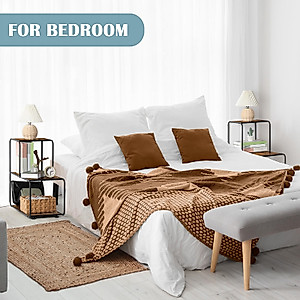 Luplom Side Table Set of 2, Couch End Tables for Small Spaces Narrow Bedside Table Chair Side Table with Wheels and Storage Dark Brown Night Stand for Bedroom Living Room, Rustic Brown