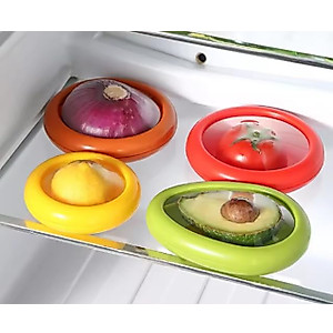 Fruit & Veggie Keepers, Silicone Airtight Containers, 4 Piece Set - Vegetable & Fruit Storage Containers for Fridge