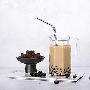 UlikeLF 8 Pes Metal Straws with Silicone Tips Reusable Stainless Steel Drinking Straw 10.5 inch, 3 Straight + 5 Bent + 2 Cleaner Brushes + Storage Bag