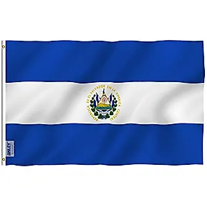 Anley Fly Breeze 3x5 Foot El Salvador Flag - Vivid Color and Fade proof - Canvas Header and Double Stitched - Salvadoran National Flags Polyester with Brass Grommets 3 X 5 Ft