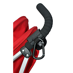 J.L. Childress Clip 'N Carry Stroller Hooks - Universal Stroller Clips with Non-Slip Straps - Durable Carabiners to Hold Watter Bottles & Bags - 2 Pack - Perfect for Uppababy & more - Black
