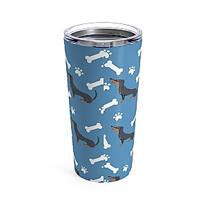 Custom Black Dachshund 20oz Travel Mug - Personalized Stainless Steel Insulated Tumbler Cup for Dog Lovers Warm Cold Drinks Coffee Beer Gifts for Men Women Wiener Dog