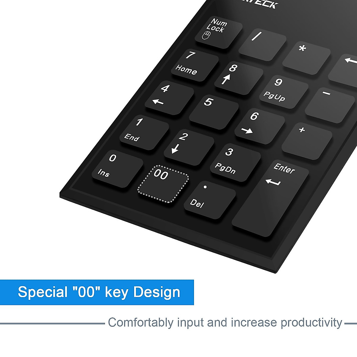 Numeric Keypad & Mouse Combo, Cateck 2.4G 19 Keys Wireless Mini USB Number Pad Keyboard and Mouse Combo with USB Receiver for Laptop Desktop PC Notebook- Just One USB Receiver