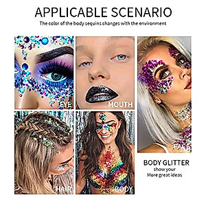 Pexihoap 3 Colors Glitter Body Gel Set, Cosmetic Glitter, Festival Glitter Makeup for Body, Face,and Hair（3 Colors/Set） (Set B: Pink+Light Blue+Yellow)