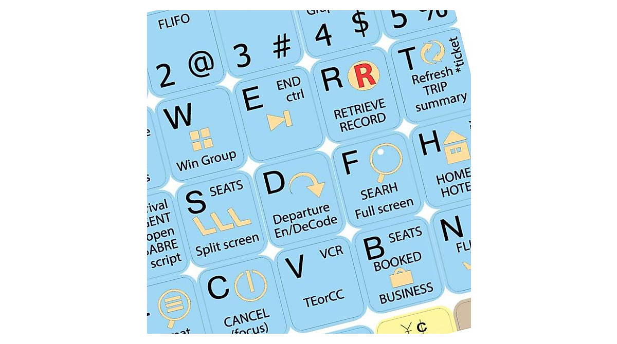 Sabre Travel Network Keyboard Stickers for Easy Use