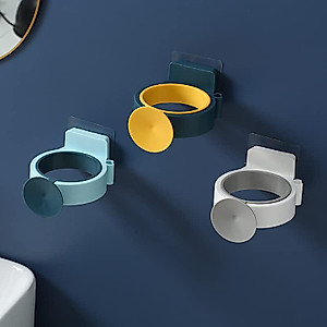 No Drilling, Hair Dryer Holder, Household Wall Mounted Bathroom Hair Dryer Storage Rack (White Gray)