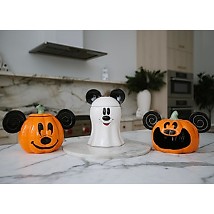 Disney Decorations Mickey Mouse Ghost Cookie and Candy Jar | Cute Ceramic Housewarming Gifts For Men And Women And Kids | Official Diseny Licensee | 1 Set