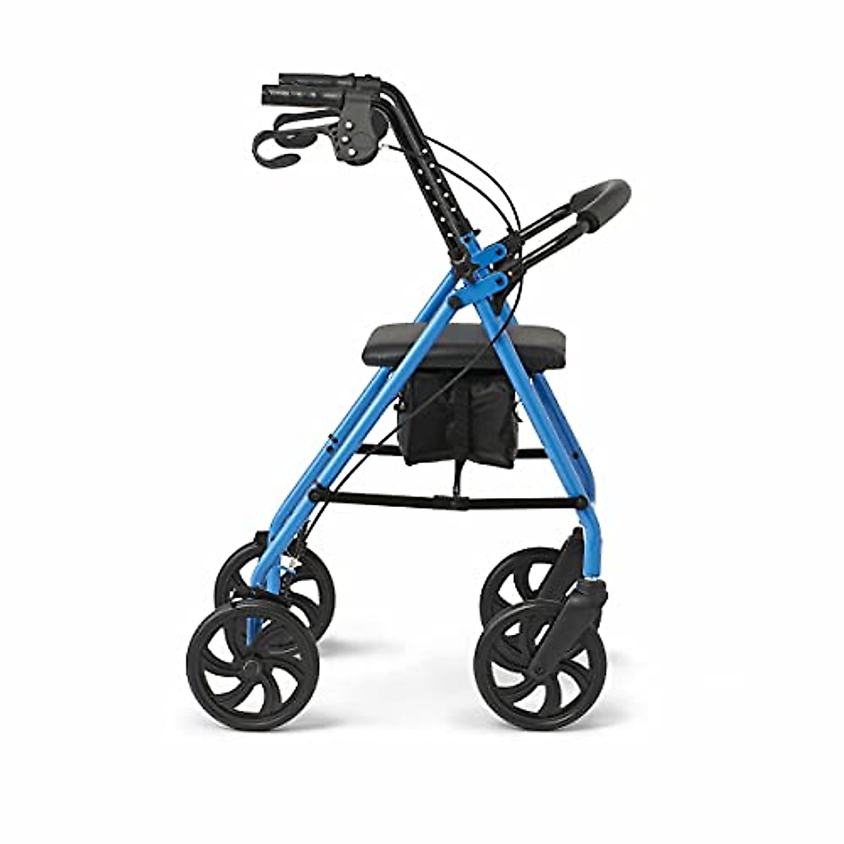 Medline Standard Steel Folding Rollator Adult Walker with 8" Wheels, Supports up to 350 lbs, Light Blue