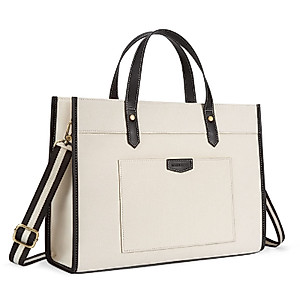 Missnine Laptop Tote Bag Canvas Laptop Bag 15.6 inch Work Shoulder Bags Casual Briefcase Handbag for Travel, Office, School