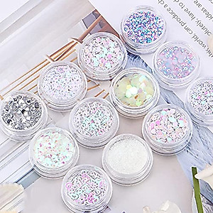 Craft Glitter Sequin, High Flash Glitter Sequins Set for Homemade Cards (White)