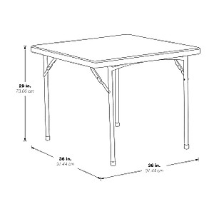 Office Star Resin Folding Table for Banquets, Picnics, and Parties, 36 Inch, Square