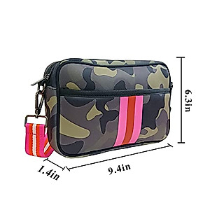 NIDOOT Crossbody Bags For Women,Neoprene Bag,Neoprene Crossbody Bag,Messenger Bag Neoprene Tote Bag, Women/Teenage Girls Gifts Ideas(Green Camouflage)