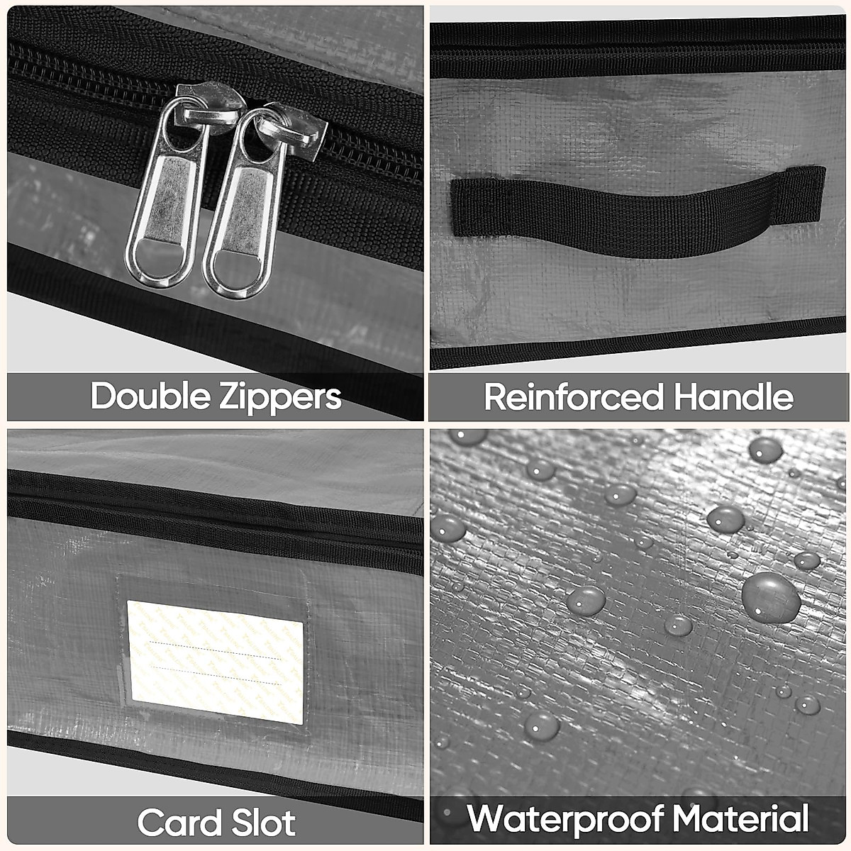 BALEINE SOFT Christmas Wrapping Paper Storage Bag, 40" Durable PE Gift Wrap Storage Bag with Flexible Partitions and Pockets for Ribbon, Accessories (Grey)