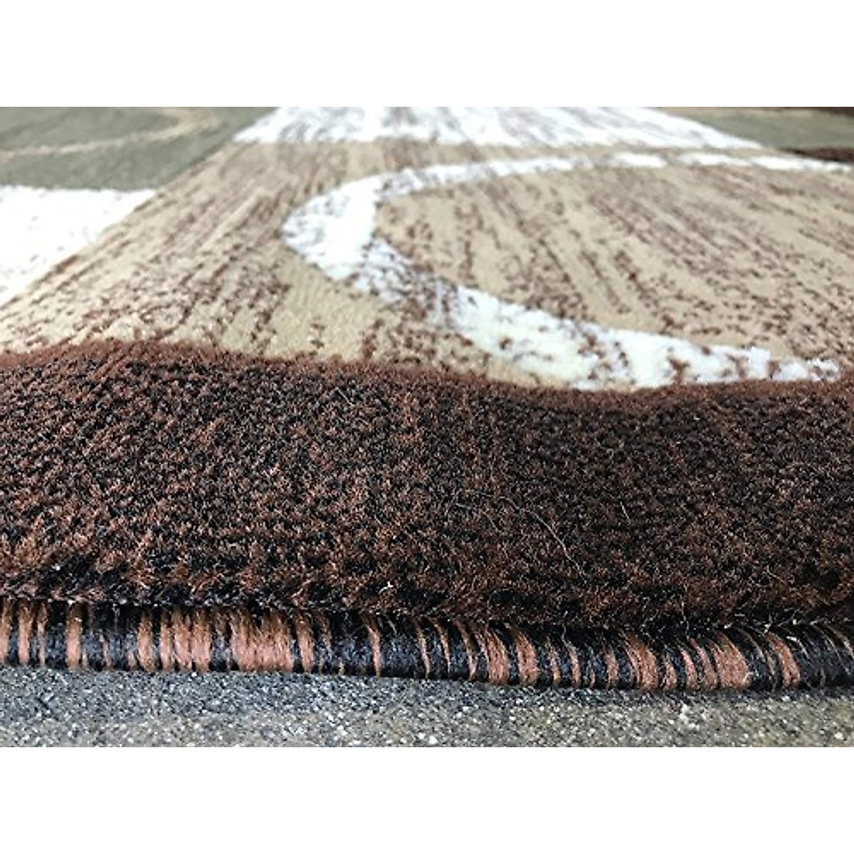 Americana Modern Octagon Contemporary Geometric Area Rug Brown & Green Design 1497 (4 Feet X 4 Feet)