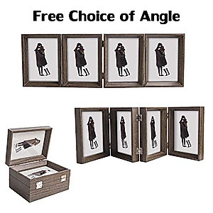 5x7 Hinged Picture Frames Beveled Wood Brown with Real Glass 4 Vertical Opening Family Lover Gift