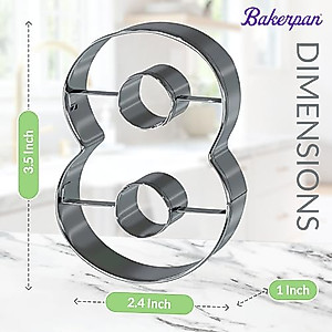 Bakerpan Stainless Steel Number 8 Cookie Cutter, Cookie Cutter Number Eight Shapes, 3 1/2 Inch - Set of 2