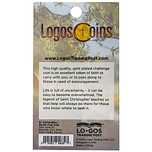 Saint Christopher, Do Not Fear, Protection Catholic Challenge Coin. Do not be Afraid, Do Not Be Dismayed for I am Your God, I Will Strengthen You & Help You. Antique Gold-Color Plated Travel Coin