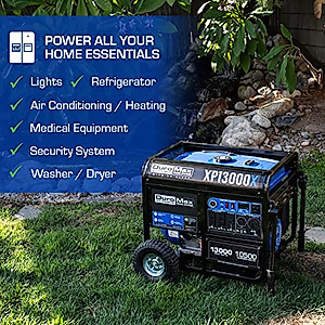 DuroMax XP13000X 13,000-Watt/10,500-Watt 500cc Electric Start Gas Powered Portable Generator w/ CO Alert, Black/Blue