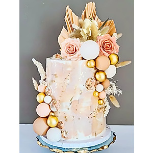 JeVenis Natural White Boho Cake Topper Boho Cake Decorations Cake Flowers Decorations Floral Cake Topper for Baby Shower Wedding Bridal Birthday Party Supplies