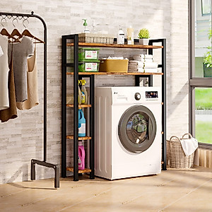 Homeiju Over The Toilet Storage Cabinet with Toilet Paper Holder Stand, 35.5'' Wide Freestanding Bathroom Organizer Space-Saving Toilet Rack for Bathroom, Restroom, Laundry, Rustic Brown