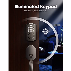 Keyless Entry Door Lock, Electronic Keypad Deadbolt with Handle, Auto Lock Front Door Handle Sets, Easy to Install, 50 User Codes, Security Waterproof Smart Locks for Front Door, Home/Hotel Use