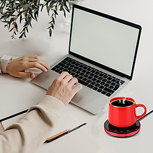Gormazul Smart Coffee Warmer for Desk 8 Hours Auto Shut-Off Coffee, 3 Temperature Settings, Timing Setting Shut Off After 1-12 Hours Feature, Electric Cup Warmer for Coffee,Tea (Red-NOT Cup)
