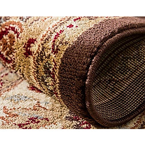 Unique Loom Voyage Collection Traditional Oriental Classic Intricate Design Area Rug, 7' 1" x 10' Rectangle, Brown/Cream