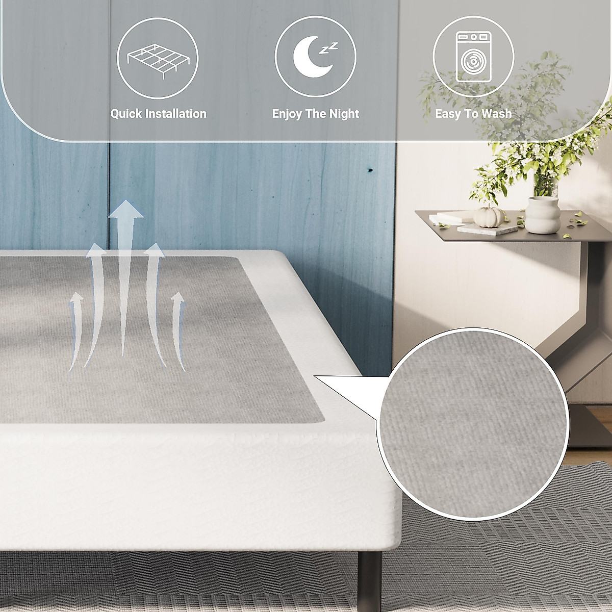 Daqutic Full-Box-Spring, Box Spring Full Size Bed,5 Inch Heavy Duty Full Size Box Spring,Mattress Foundation, Quick Assembly, Noise Free