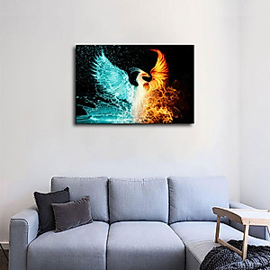 Ice and Fire Phoenix Nirvana Poster Canvas Print Wall Art Modern Bedroom Room Aesthetics Decoration Boys Women Gift Unframed and Framed (08x12inch-No Framed)