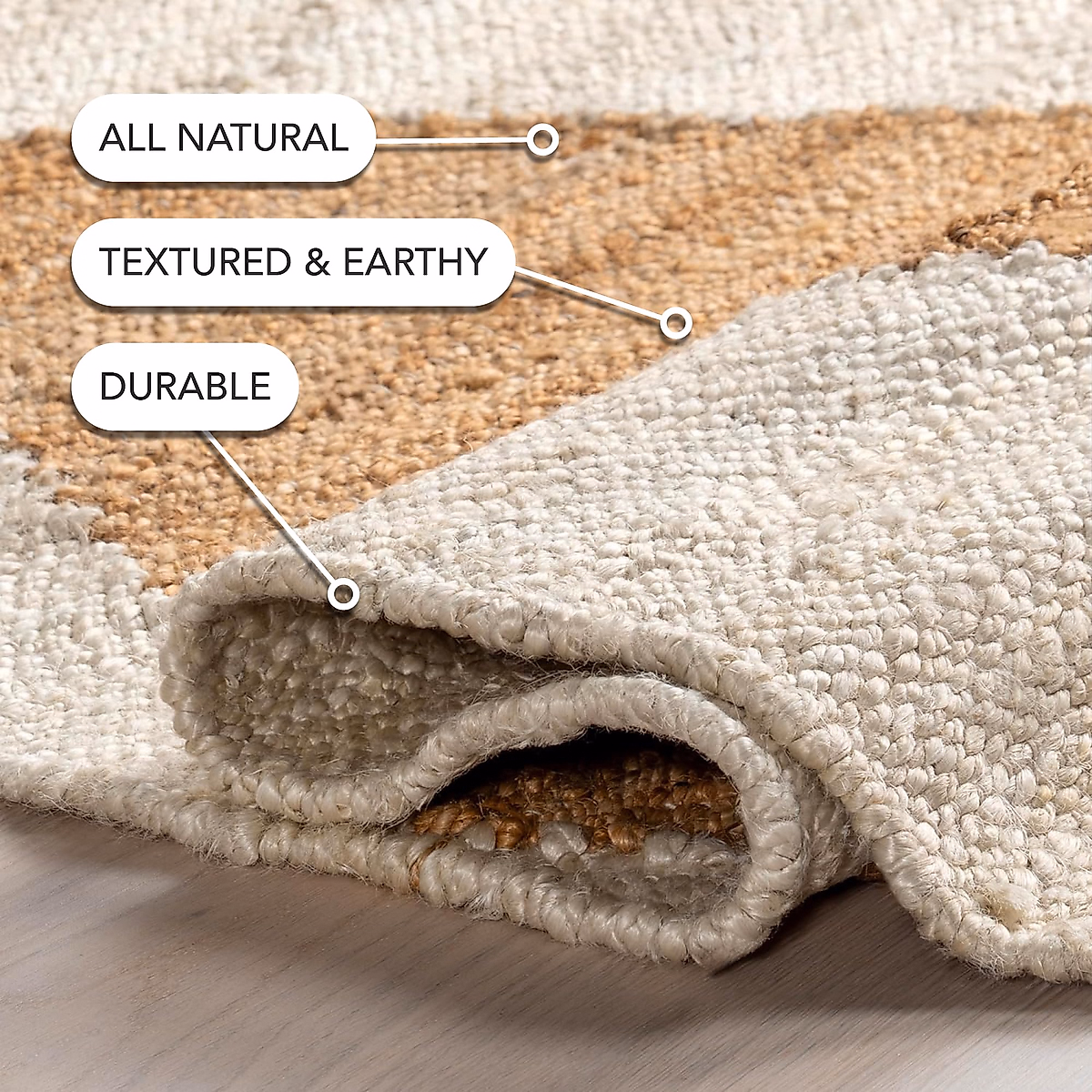 nuLOOM Pandora Diamond Jute Area Rug - 3x5 Jute Accent Rug Global Inspired Ivory Rugs for Dining Room Rug Neutral Rug Living Room Rug Entryway Kitchen