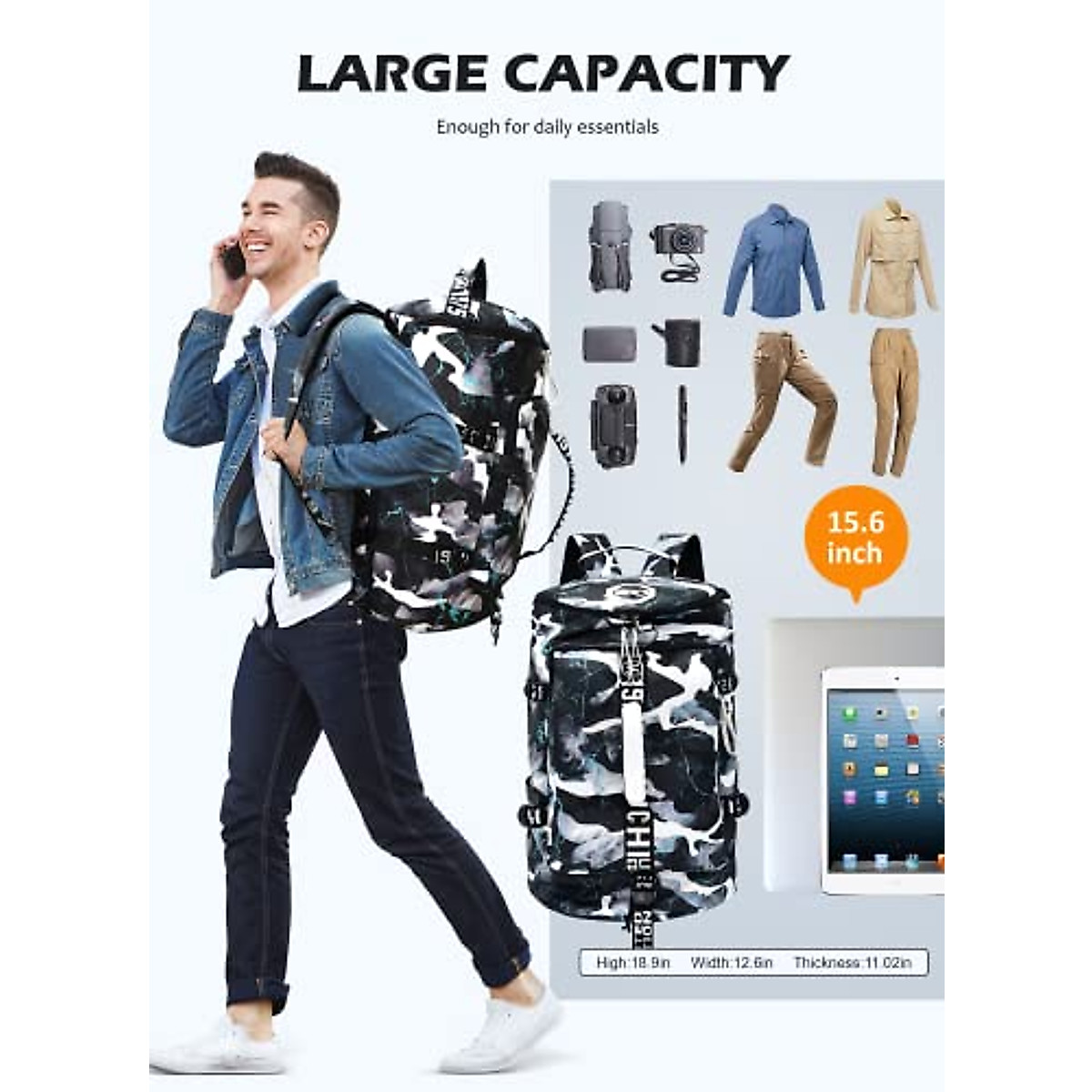 Gym Sport Bag Backpack Duffle Bag Weekender Bag Water-resistant Travel Sling Bag Casual Daypack for Men and Women