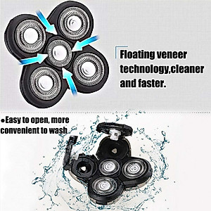 5 Head Shaver Heads, Shaver Blade Heads Shaver Replacement for Electric Razor Shaving Bald Tool, Head and Face Electric Razor Shaver Head