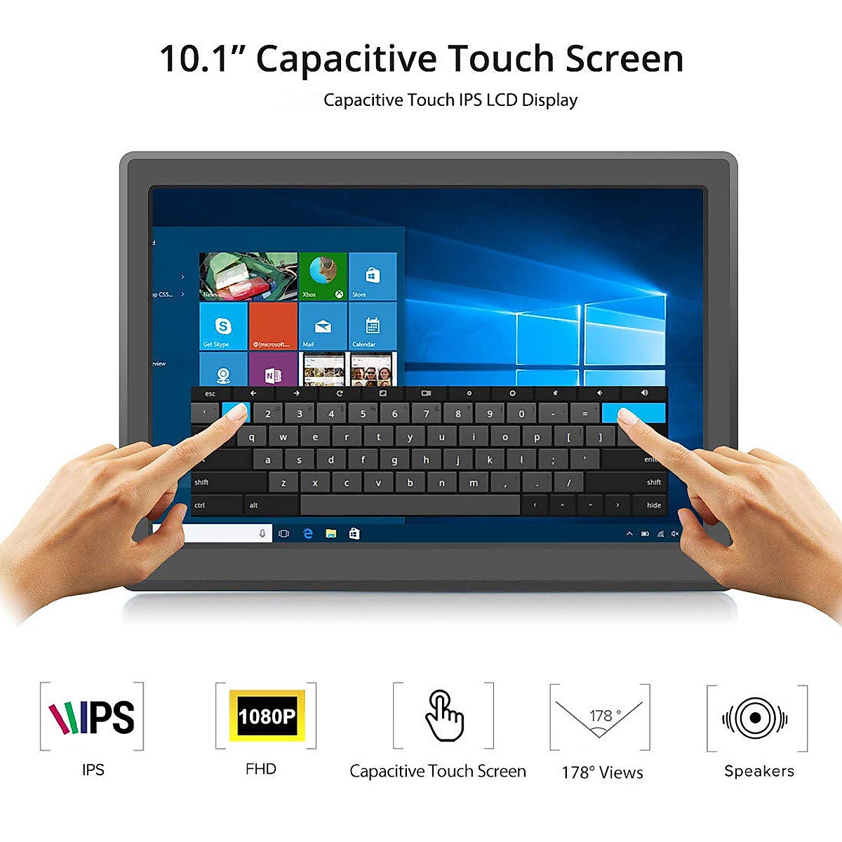 ELECROW 10.1 Inch Touchscreen Monitor Compatible with Raspberry Pi Screen 1920X1080p IPS Monitor VGA HD Display for Laptop Jetson Nano Win PC (Touch Sceen Version)